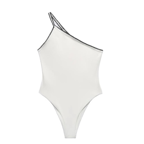Zara | Swim | Zara Embroidered Asymmetric Swimsuit | Poshmark